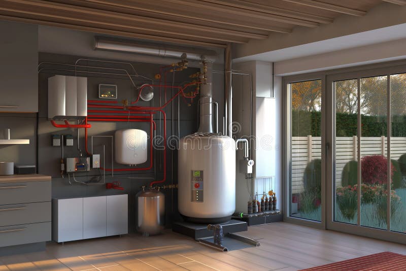 Plan of a Modern Home Heating System Stock Illustration - Illustration ...