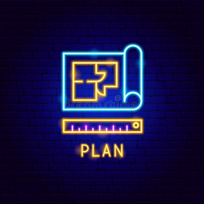Plan Neon Label stock vector. Illustration of blueprint - 211078991