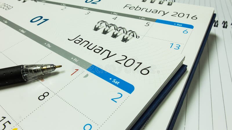Plan for New Year 2016, Calendar of 2016 with Pen and Notebook on ...
