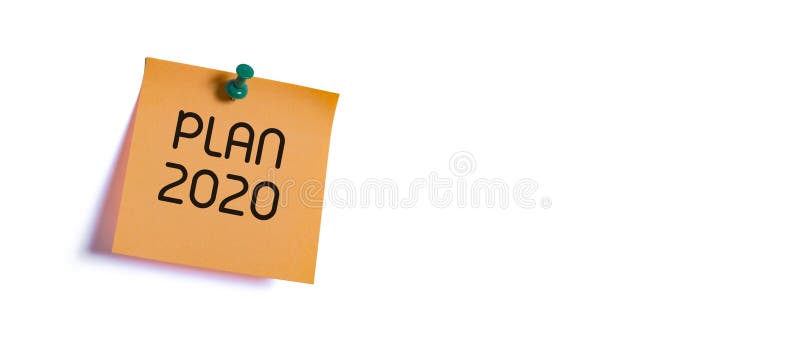 Plan New Year 2020 on the Orange Sticky Note Stock Image - Image of ...