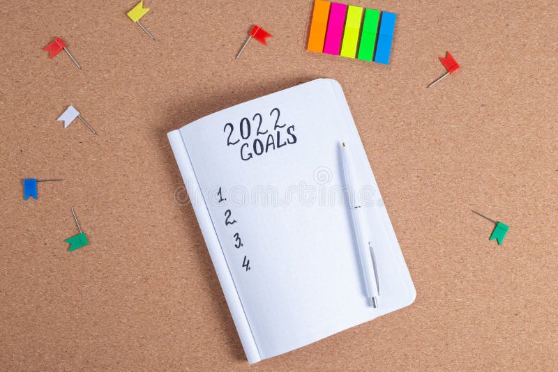 Plan for 2022. Notebook and Office Accessories on the Table Top View ...