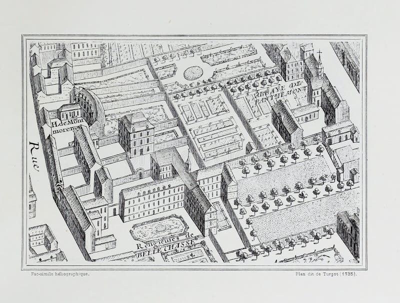 Plan of Paris. Retro image stock illustration. Illustration of ...