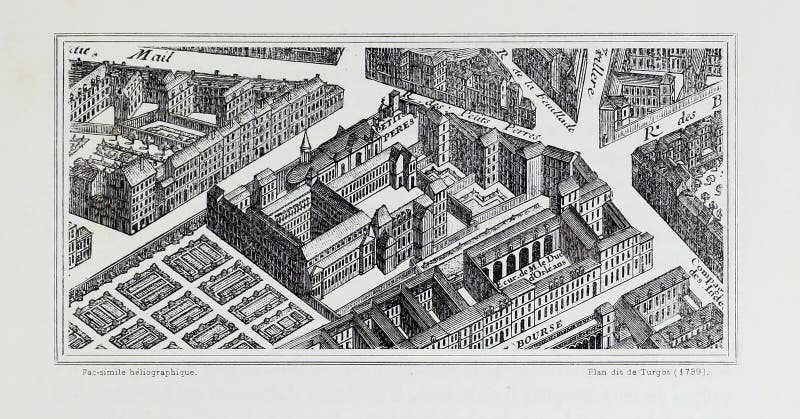 Plan of Paris. Retro image editorial photography. Image of building ...
