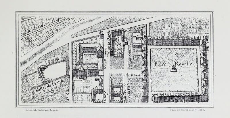 Plan of Paris. Retro image stock illustration. Illustration of ...