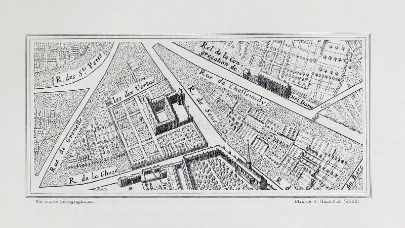 Plan of Paris. Retro image stock illustration. Illustration of ...