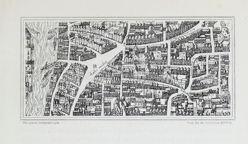 Plan of Paris. Retro image stock illustration. Illustration of ...
