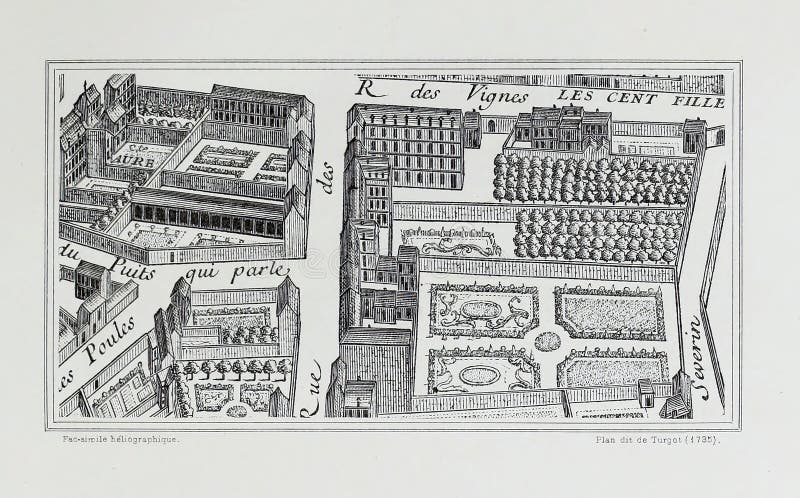 Plan of Paris. Retro image stock illustration. Illustration of ...