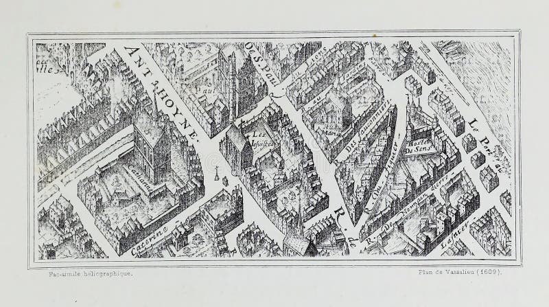 Plan of Paris. Retro image stock illustration. Illustration of history ...