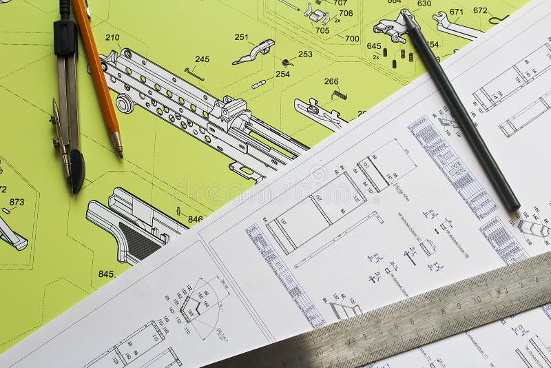 Plan with Pencil, Compasses and Steel Rule Editorial Photography ...