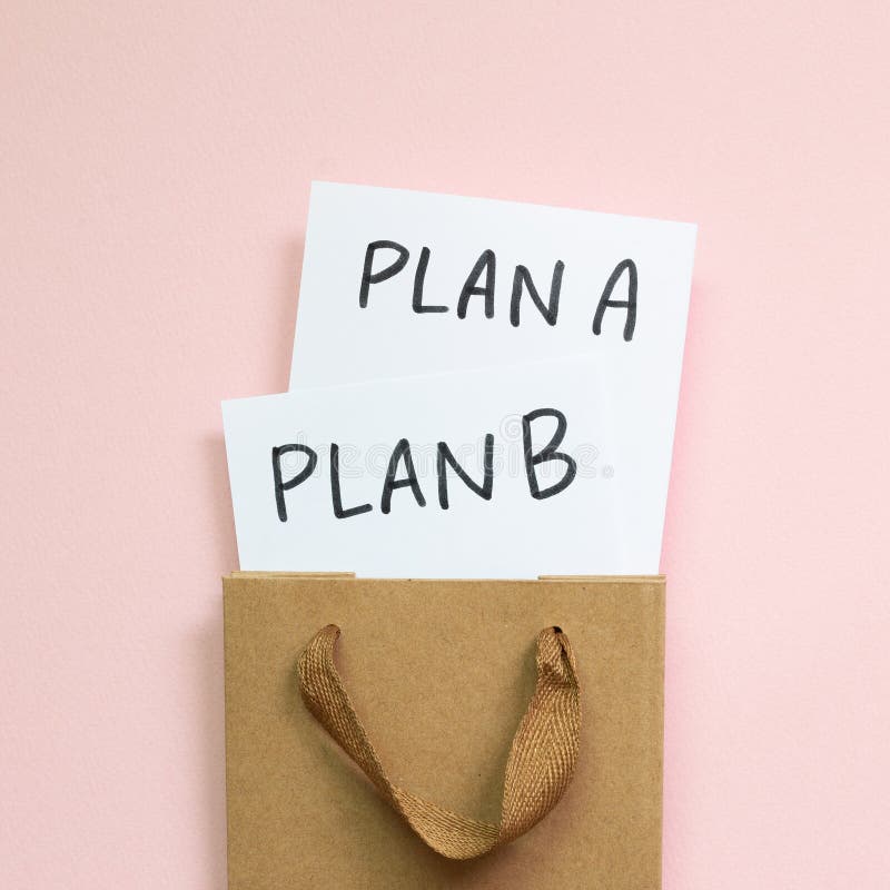 Plan a and Plan B in a Kraft Paper Bag on Pink Background Stock Image ...
