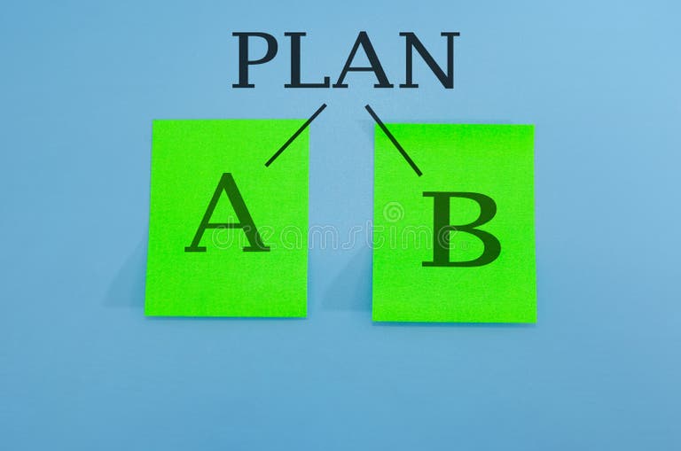 Plan a and Plan B on Office Stickers. Blue Background. Stock Image ...