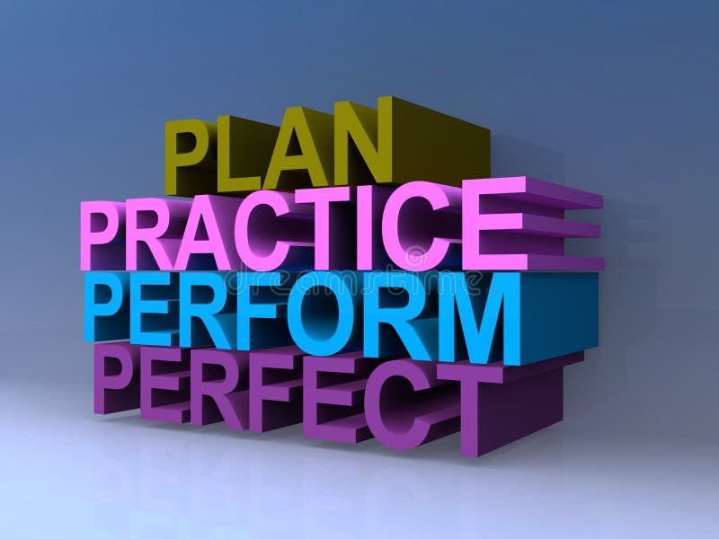 Plan Perform Prepare on Blue Stock Illustration - Illustration of check ...