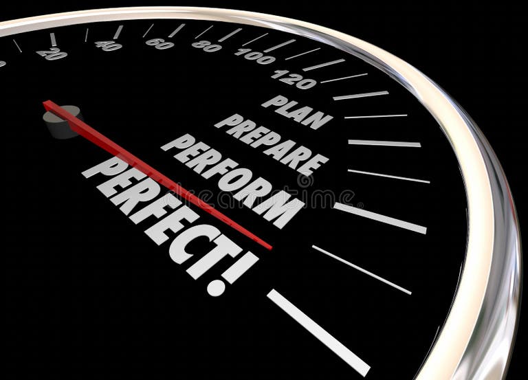 Plan Practice Perform Perfect Speedometer Words Stock Illustration ...