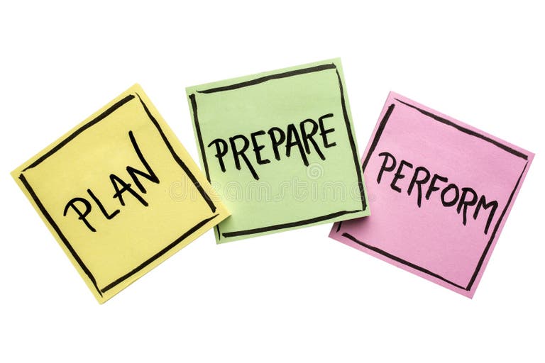 Plan, Prepare, Perform Note Set Stock Image - Image of white, perform ...
