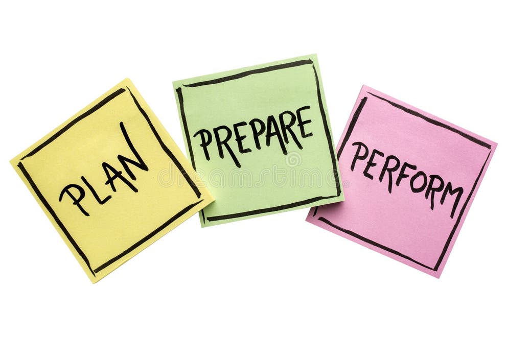 Plan, Prepare, Perform Note Set Stock Image - Image of white, perform ...