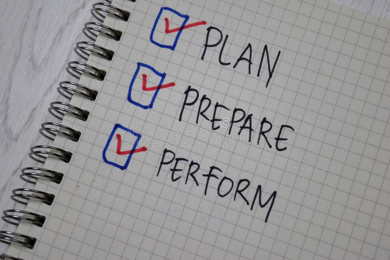 Plan, Prepare, Perform Note Set Stock Image - Image of white, perform ...