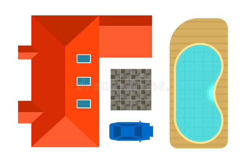 Plan of Private House Vector Illustration Top View of Outdoor Home ...