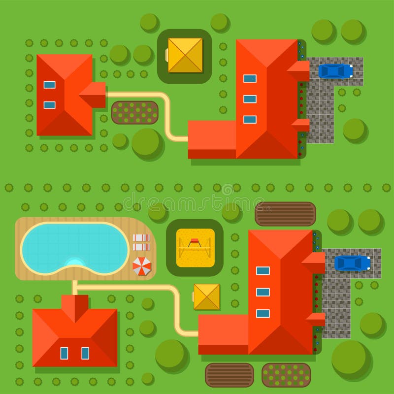 Landscape Design Elements Garden Plant Top View Vector Illustration ...