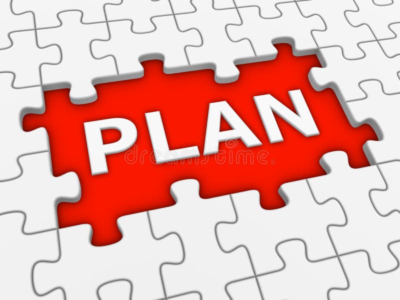 Plan Puzzle Shows Objectives Planning and Organizing Stock Illustration ...