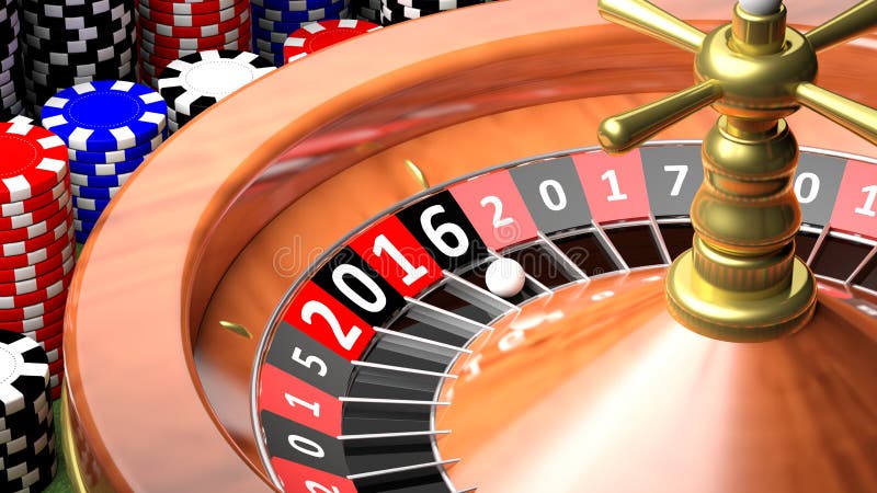 Roue De Roulette Sur La Table Verte, Jetons De Poker Illustration Stock ...
