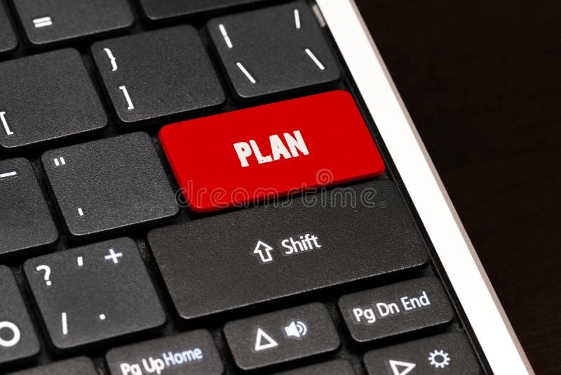 Plan on Red Enter Button on Black Keyboard Stock Image - Image of ...