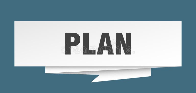 Plan stock vector. Illustration of speech, badge, white - 124280126