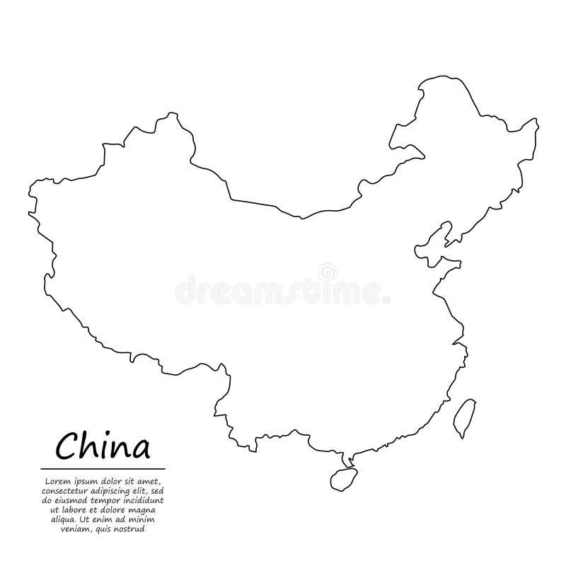 Plan Simple De La Chine Dans Le Style De Ligne D'esquisse Illustration ...