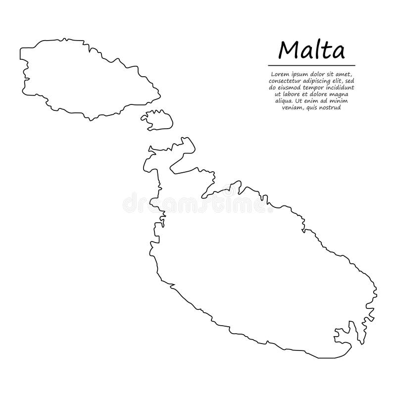 Plan Simple De La Silhouette De Malta Dans Le Style De Ligne D'esquisse ...