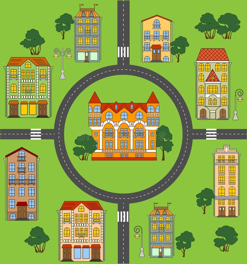 Plan of the small town stock vector. Illustration of street - 65078679