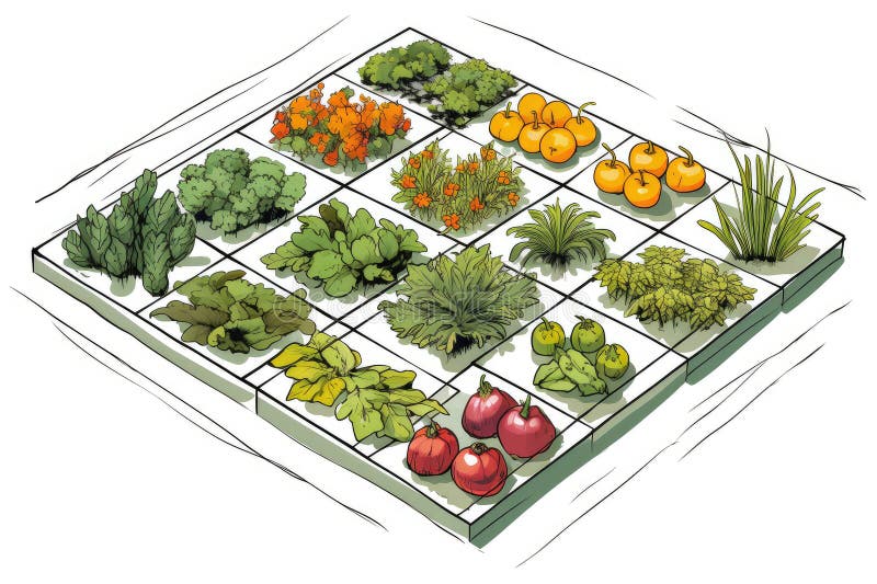 Plan of Square Vegetable Beds with Straight Rows Stock Photo - Image of ...