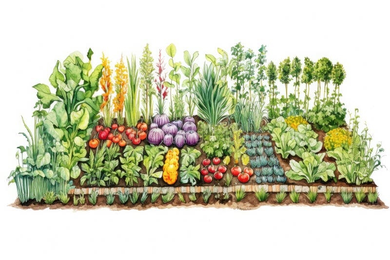 Plan of Square Vegetable Beds with Straight Rows Stock Image - Image of ...
