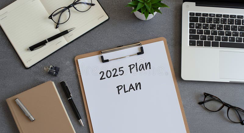 2025 Plan: Strategic Planning Workspace Setup for Success Stock Image ...