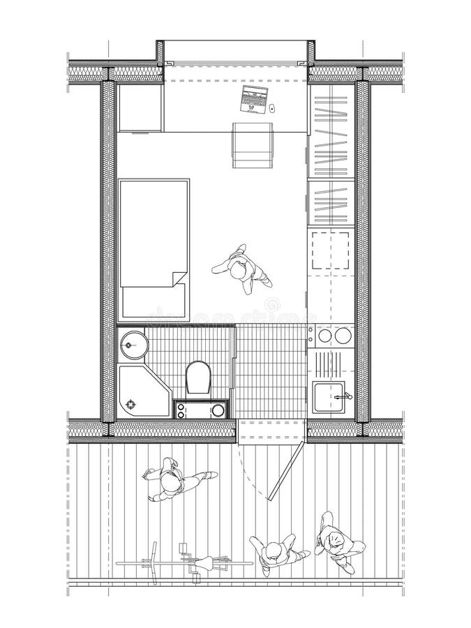 Plan Técnico De Un Cuarto De Estudiante Stock de ilustración ...