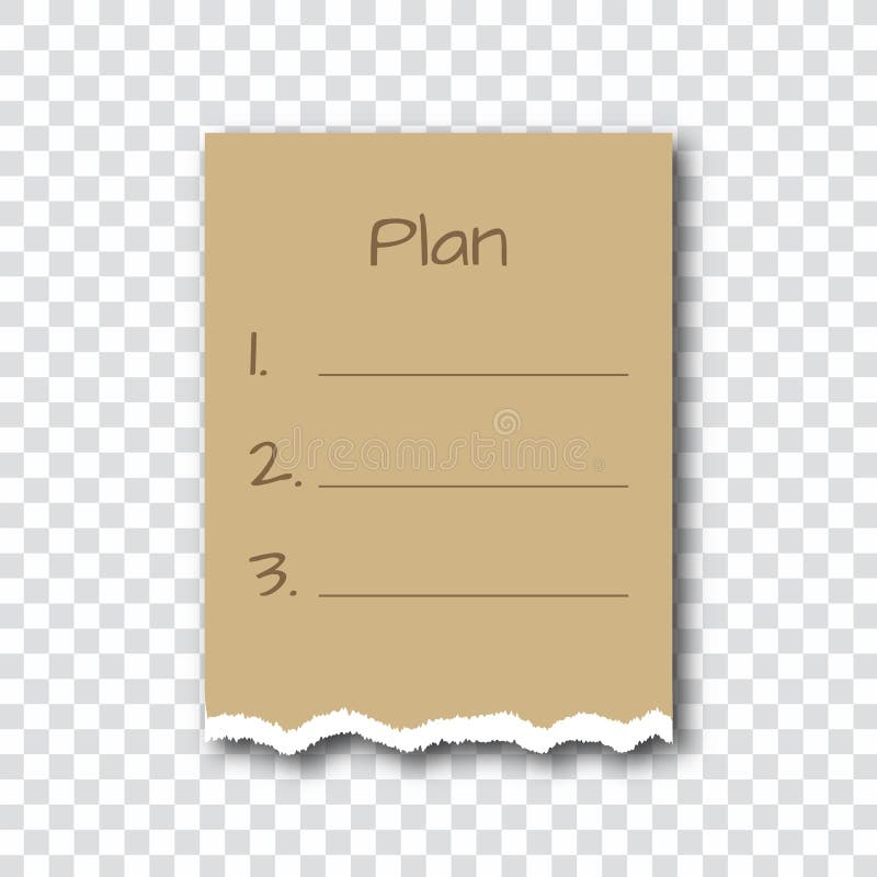 Plan Template on Torn Paper. Blank Paper on Transparent Background ...