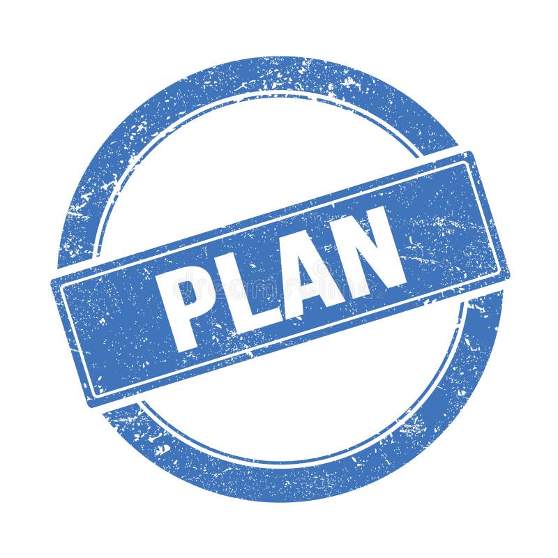 PLAN Text on Blue Grungy Round Stamp Stock Illustration - Illustration ...