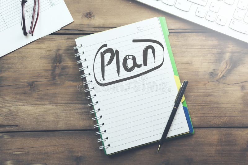 Plan Text on Notepad and Keyboard Stock Photo - Image of notify ...