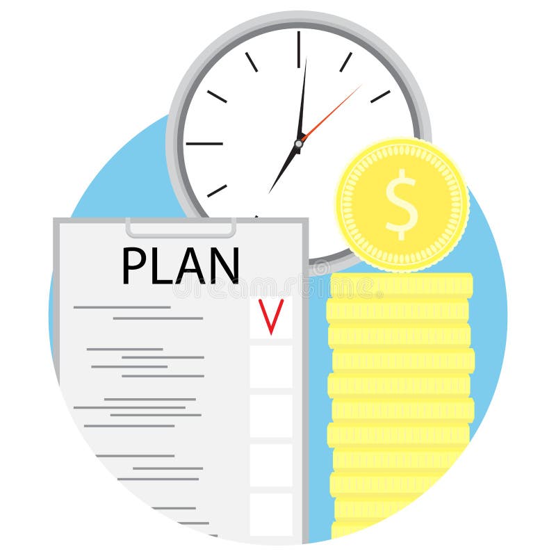 Plan Time and Golden Coins Vector Icon Stock Vector - Illustration of ...