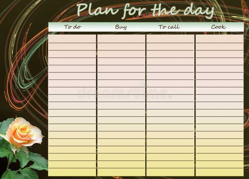 Plan for Today. for School Children, Students, Housewives. Stock Image ...