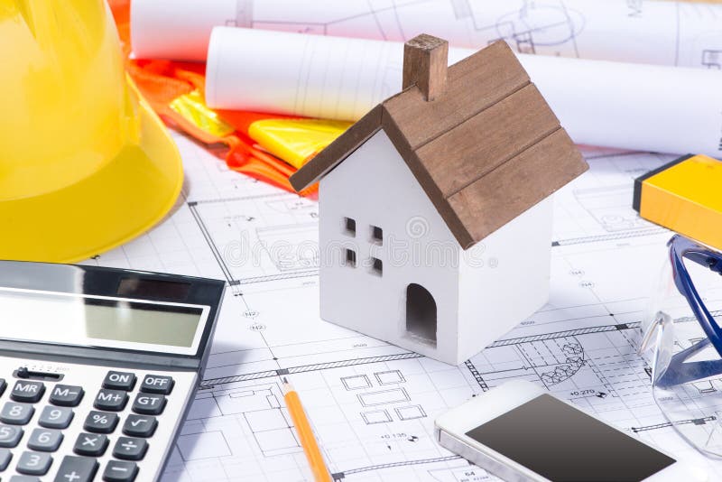 Plan and Tools. Floor Plan and Calculator, Architecture Business Stock ...