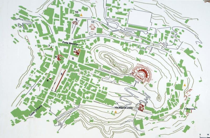Plan of the Town of Taormina Editorial Stock Image - Image of plan ...