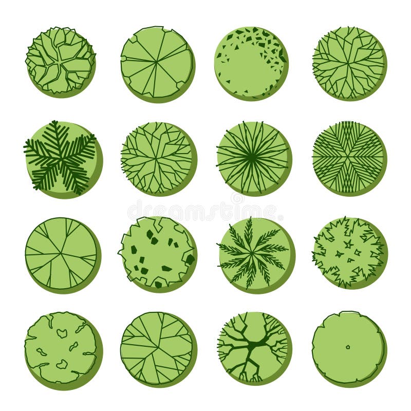 Set Of Tree Icons For Garden Plan Design Stock Vector - Illustration of ...