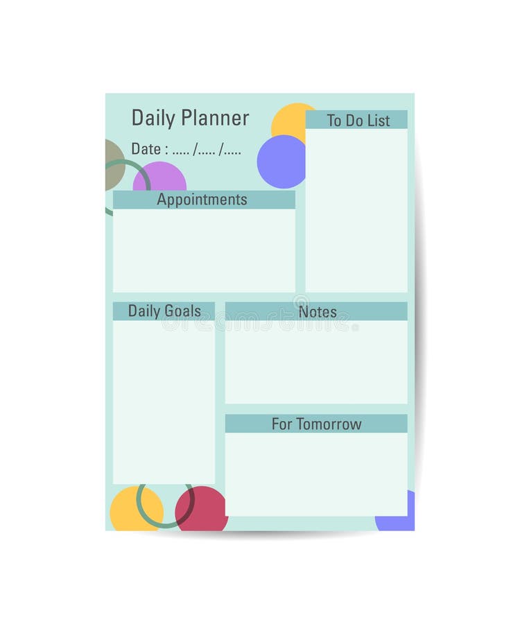 Daily Plan Vector Template. a Simple Printable To-do List Stock Vector ...