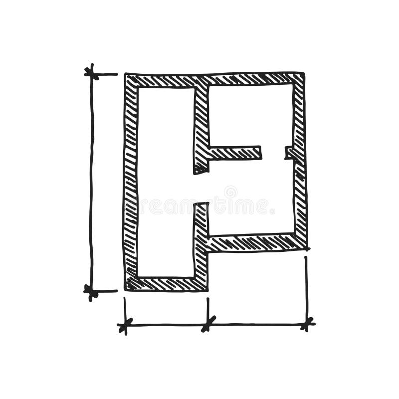 Plan View of the Building Vector Hand Drawing Stock Vector ...