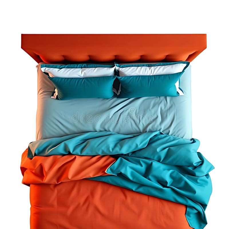 Plan View of Double Bed with Pillows Isolated Stock Image ...