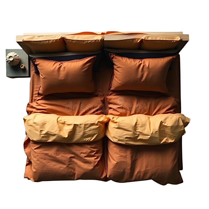 Plan View of Double Bed with Pillows Isolated Stock Photo ...