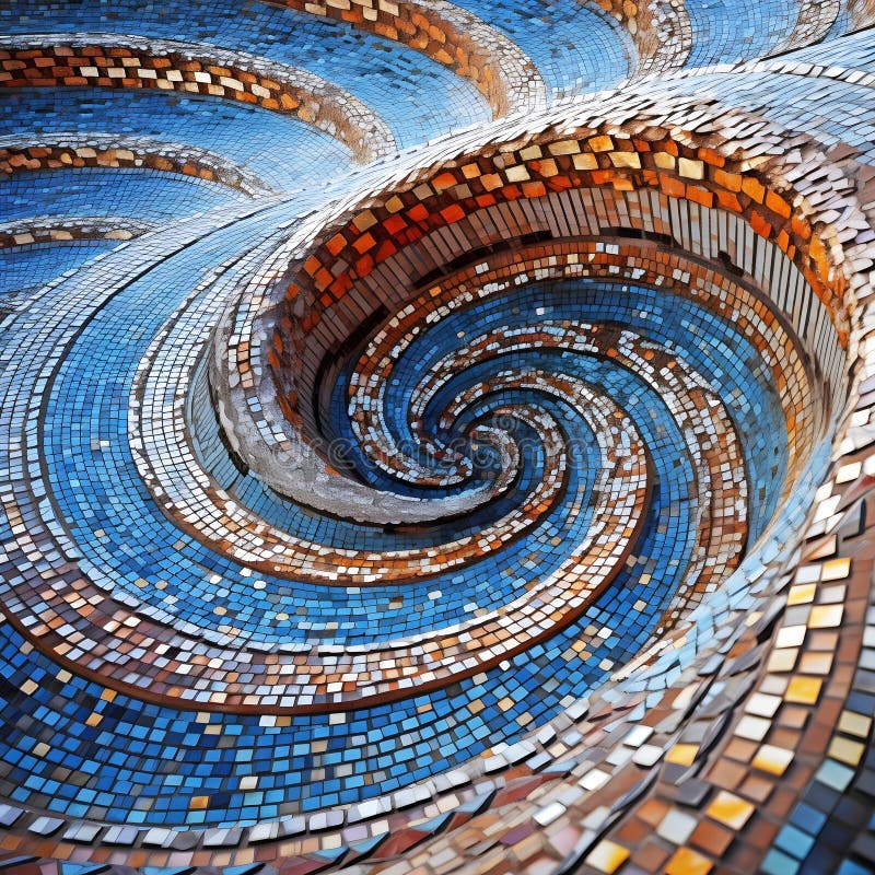 Spiraling mosaic. stock illustration. Illustration of glossy - 305702705