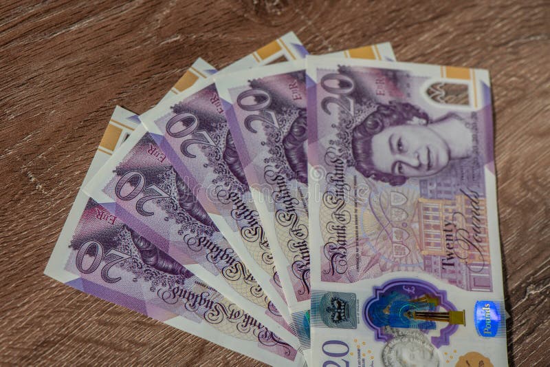 A Plan View of Pound Sterling Bank Notes. 6 Editorial Stock Photo ...