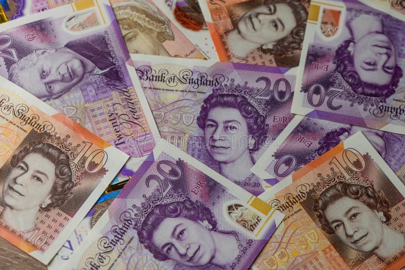 A Plan View of Pound Sterling Bank Notes 1 Stock Photo - Image of ...