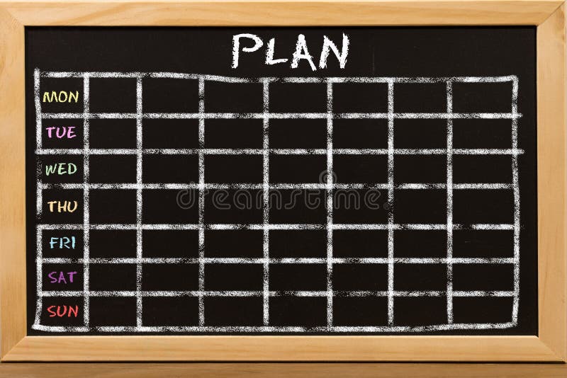 Plan voor week op bord stock afbeelding. Image of maandag - 105505819