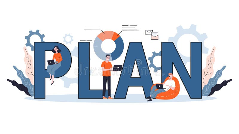 Plan Web Banner Design Concept. Idea of Business Plan and Stock Vector ...